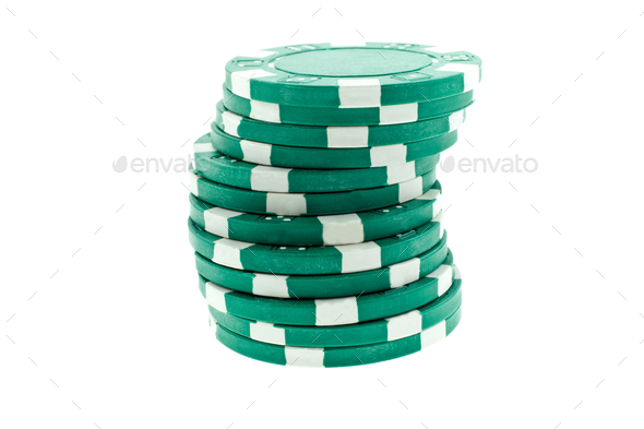 green poker chips heap isolated Stock Photo by nzooo | PhotoDune