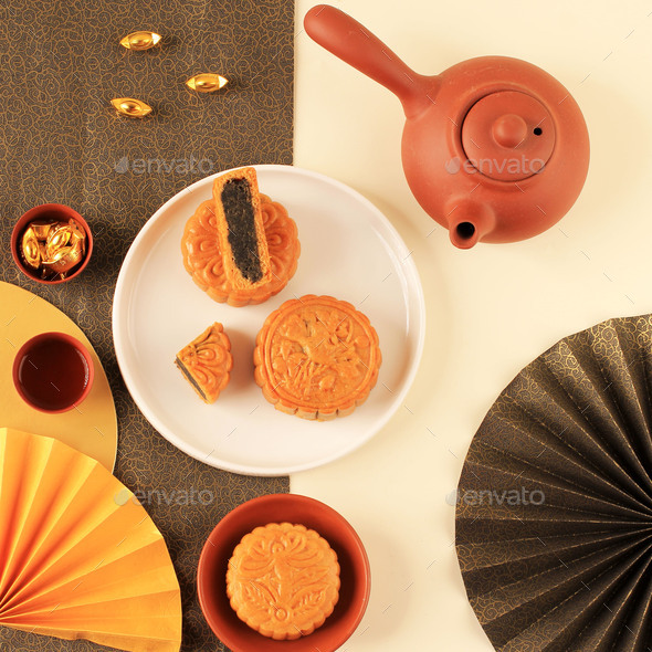 Mooncake Yuebing Mid Autumn Festival Cake Stock Photo by ikadapurhangus