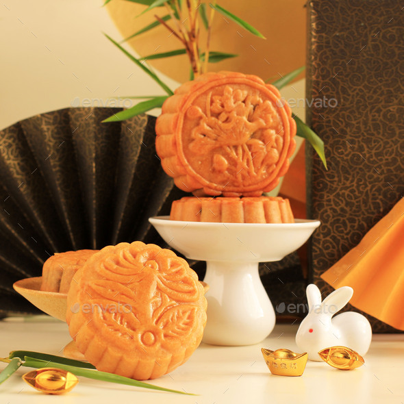Mooncake Yuebing Mid Autumn Festival Cake Stock Photo by ikadapurhangus