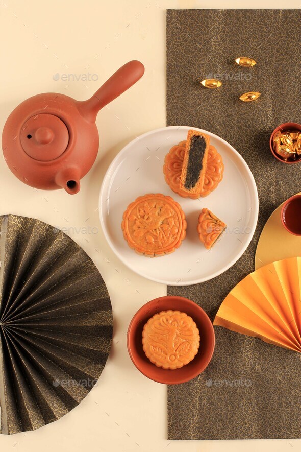 Mooncake Yuebing Mid Autumn Festival Cake Stock Photo by ikadapurhangus