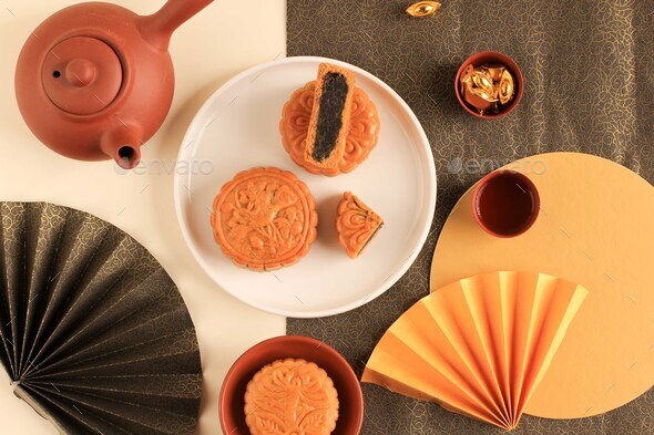 Mooncake Yuebing Mid Autumn Festival Cake Stock Photo by ikadapurhangus