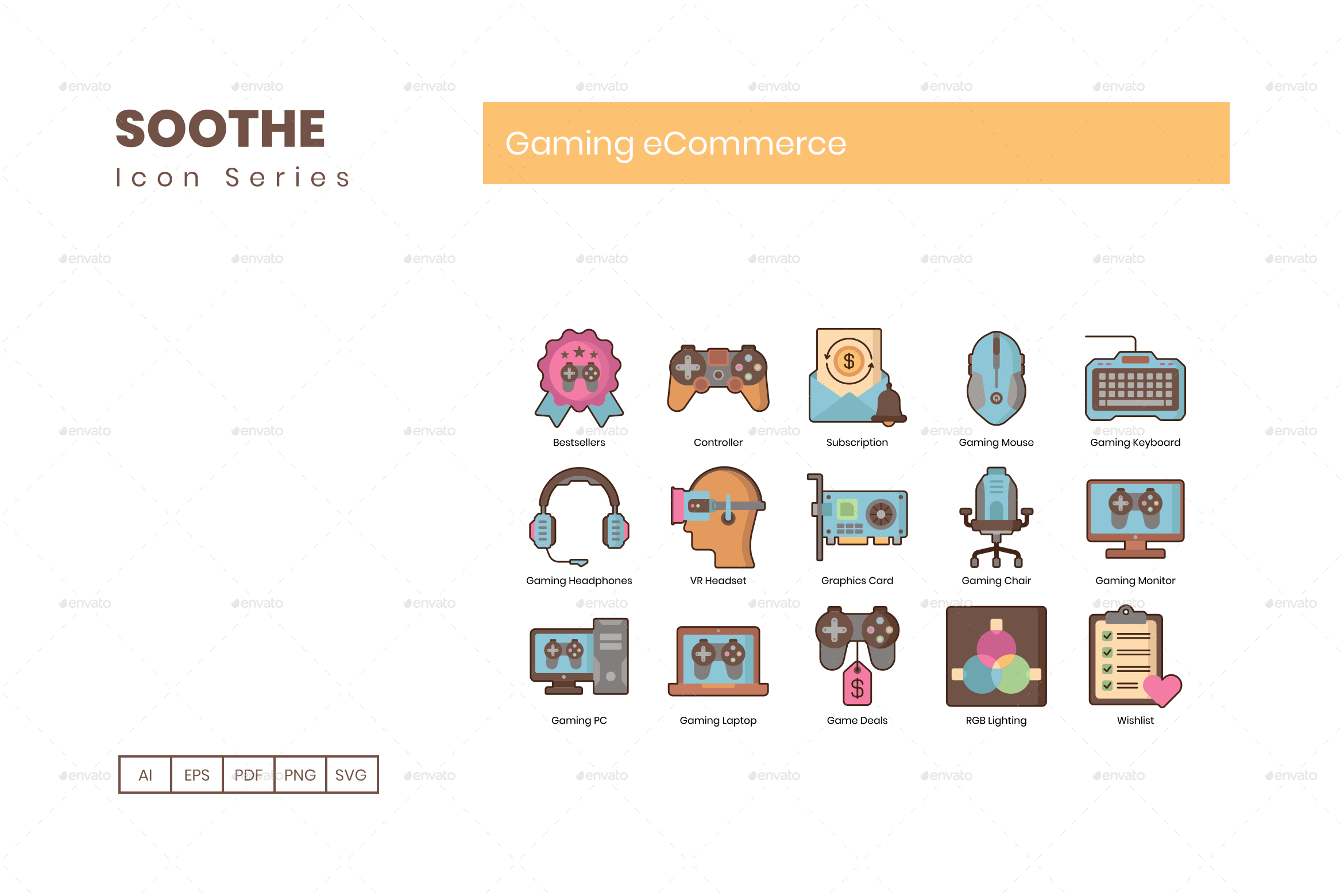 50 Gaming eCommerce Icons | Soothe Series, Icons | GraphicRiver