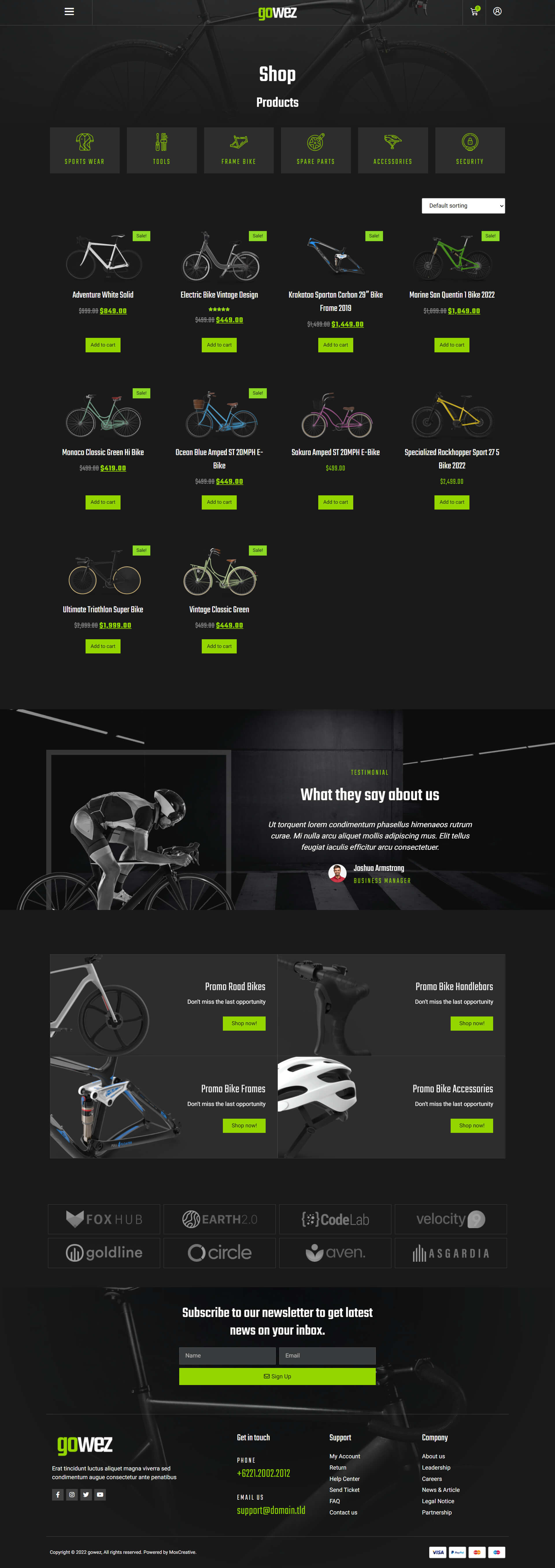 Gowez - WooCommerce Bike Shop & Bike Service Elementor Template Kit by ...
