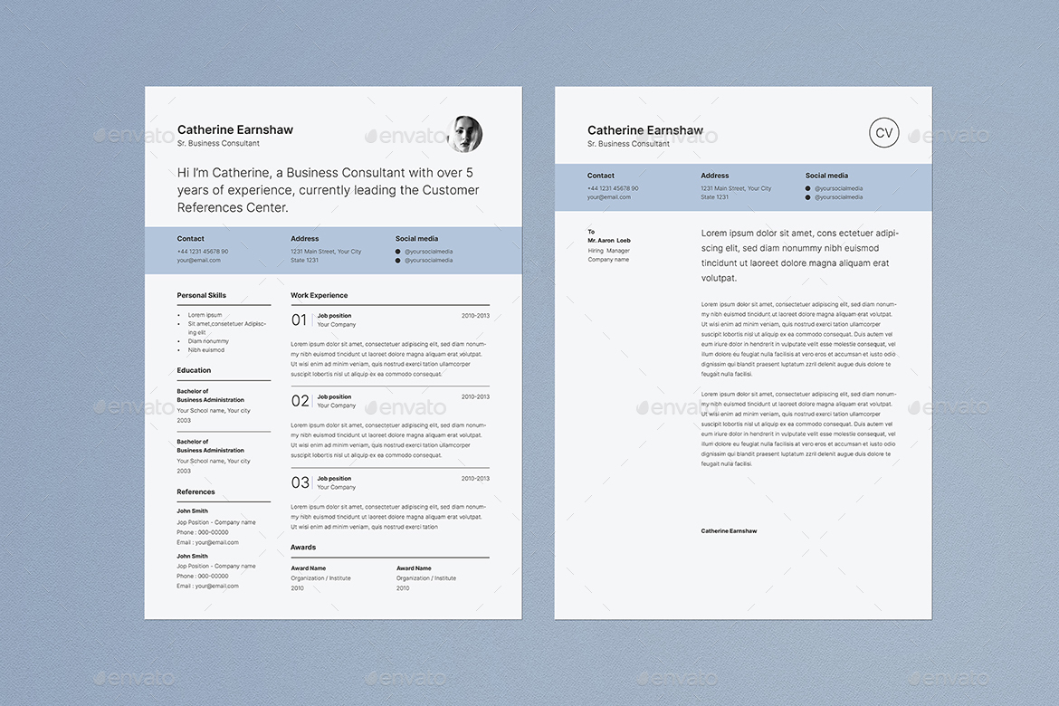 Simple Resume & Cover Letter, Print Templates | GraphicRiver