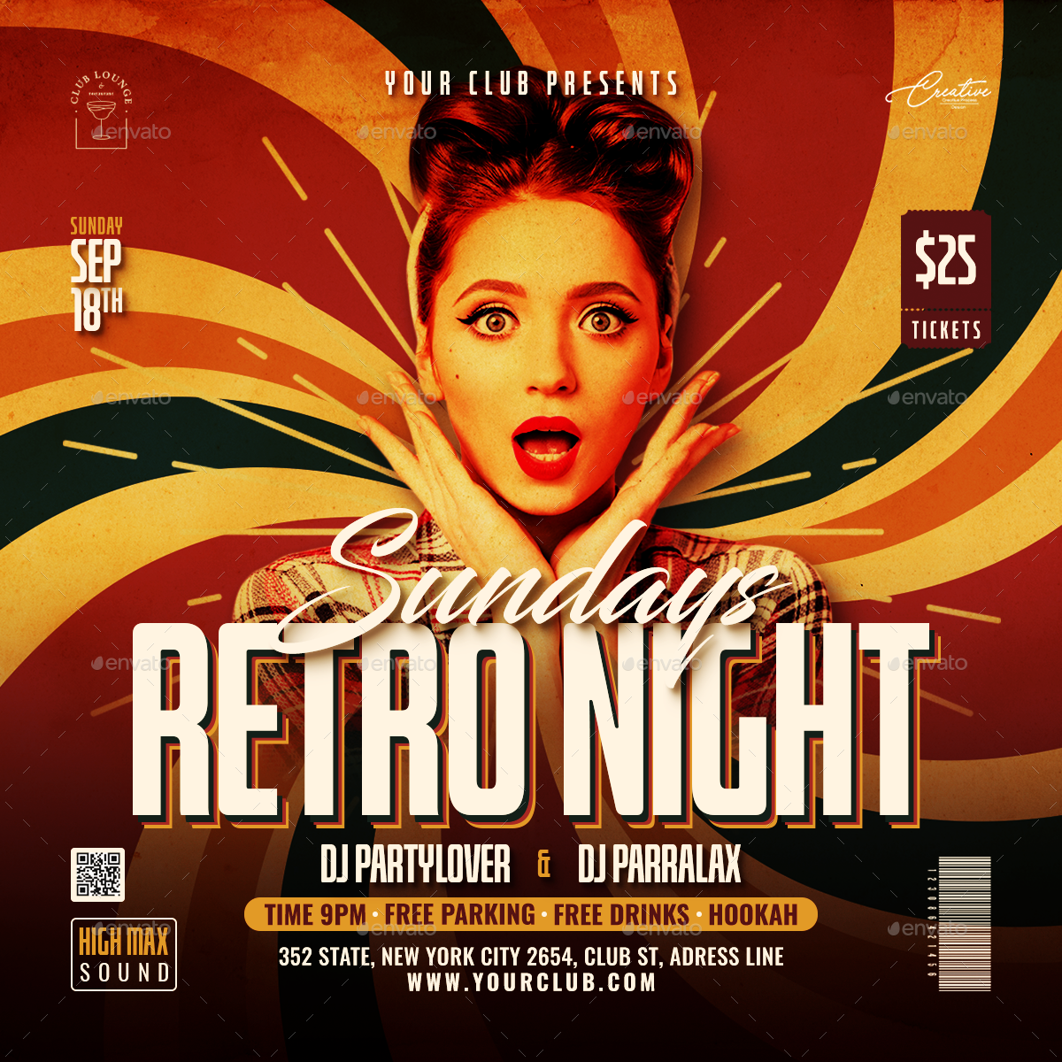 Retro Night Party Flyer, Print Templates | GraphicRiver