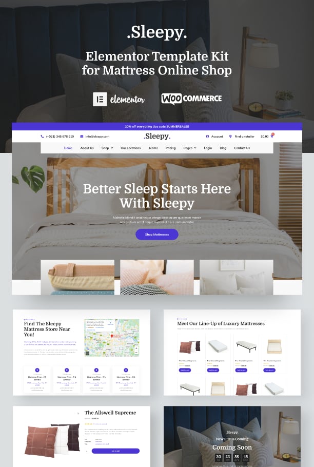 Sleepy - Mattress & Bedding Online Store Elementor Pro Template Kit by ...