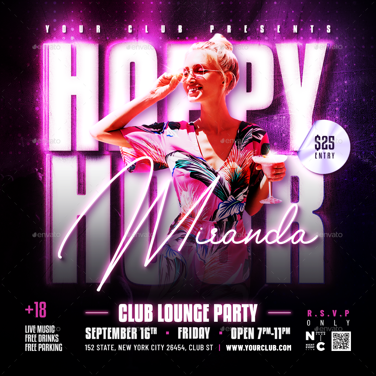 Happy Hour Party Flyer, Print Templates | GraphicRiver