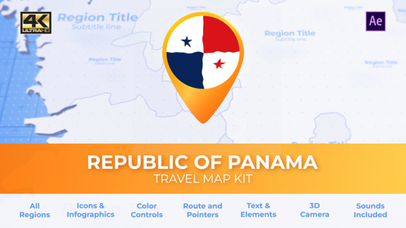 Panama Map - Republic of Panama Travel Map, After Effects Project Files
