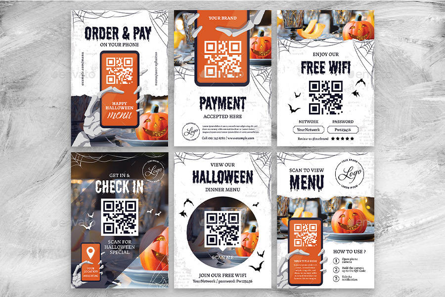 Halloween QR Code Flyer Templates, Print Templates | GraphicRiver