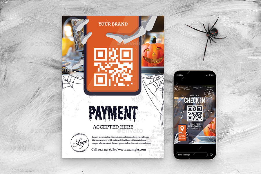 Halloween QR Code Flyer Templates, Print Templates | GraphicRiver