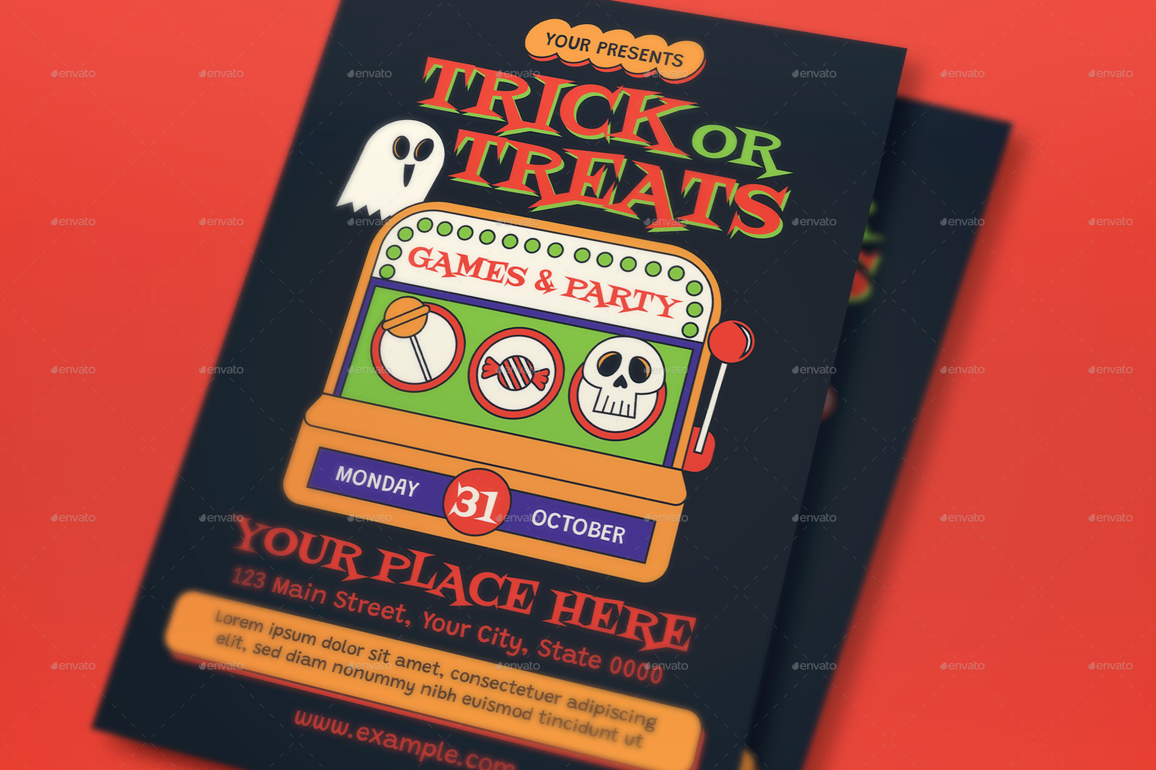 Black Retro Trick or Treat Flyer Set, Print Templates | GraphicRiver
