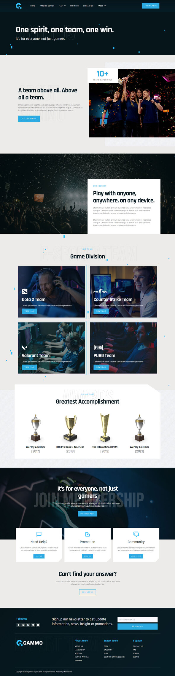 Gammo - Esports Team & Gaming Elementor Pro Template Kit by moxcreative