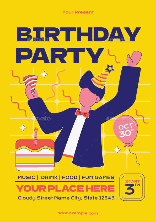 Birthday Party Flyer Set Template, Print Templates | GraphicRiver