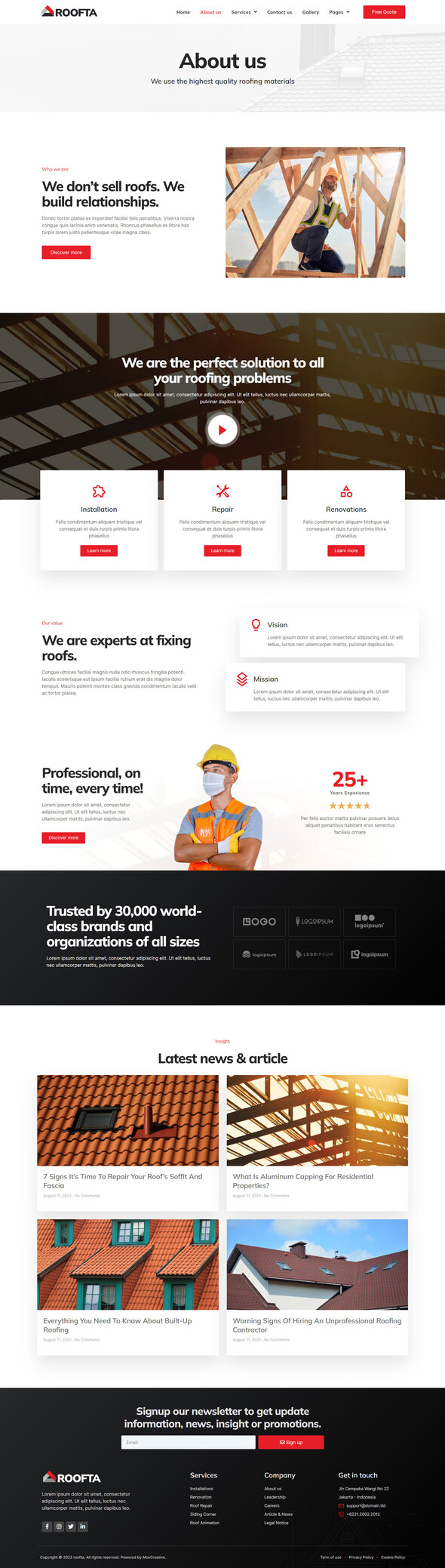 Roofta - Roofing Services Elementor Template Kit by moxcreative ...