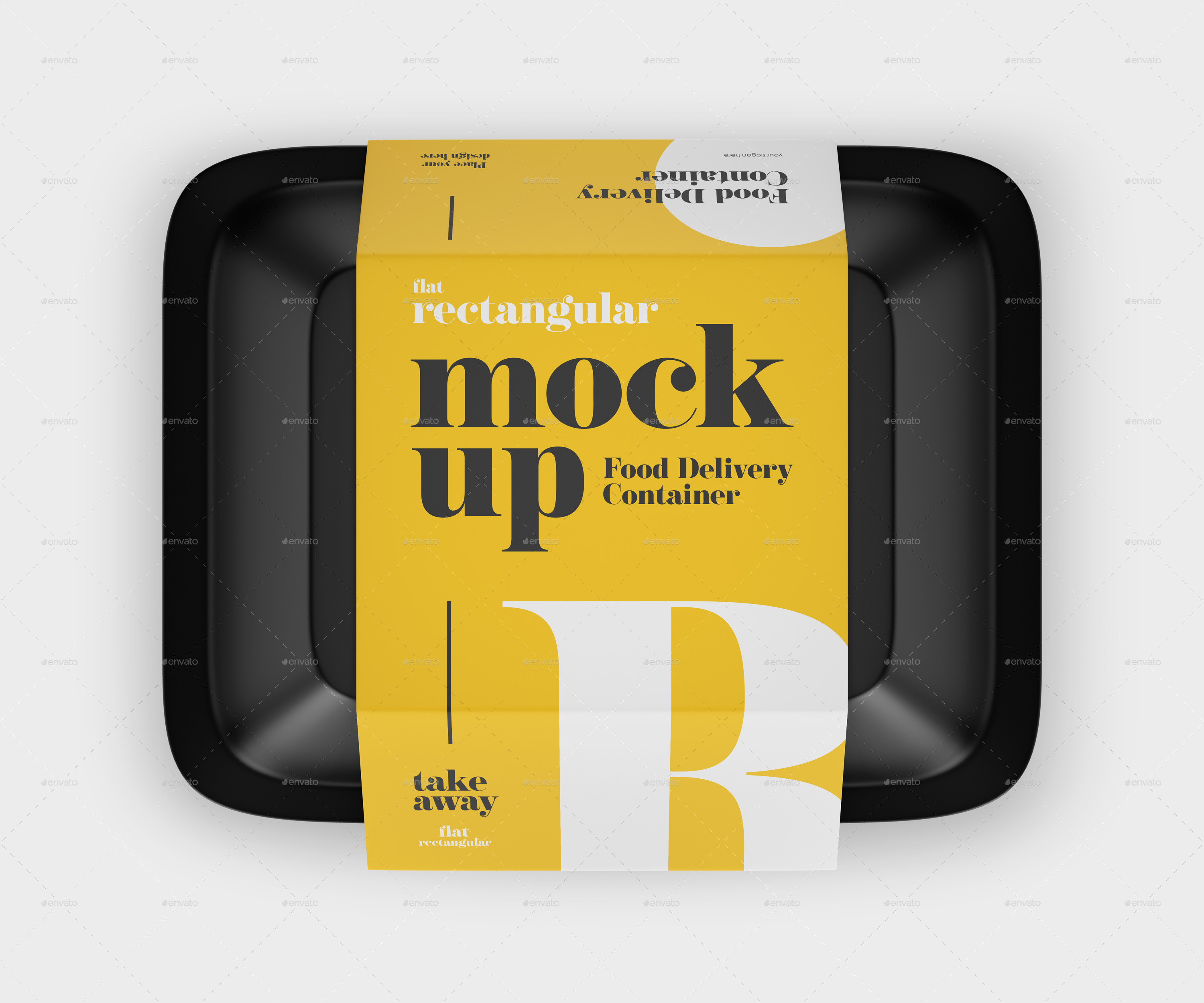 Flat Rectangular Food Delivery Container Mockup Set, Graphics ...