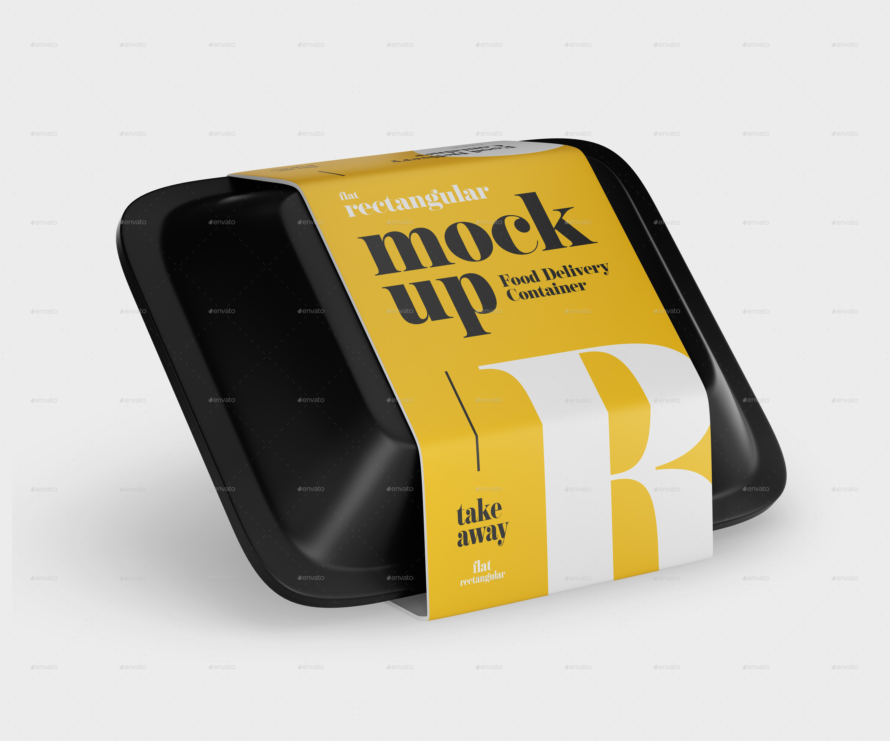 Flat Rectangular Food Delivery Container Mockup Set, Graphics ...