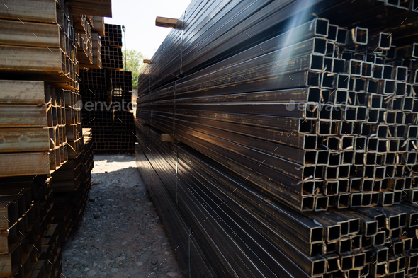 Stainless steel rectangular bars of metal Stock Photo by collab_media