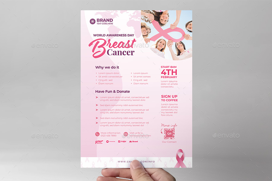 Pink Cancer Flyer Template, Print Templates | GraphicRiver