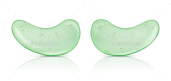 Green eye patches isolated on white background with clipping path ...