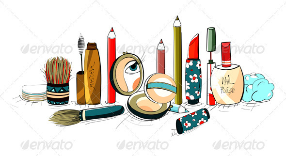 Makeup Collection Colorful Drawing by Popmarleo | GraphicRiver