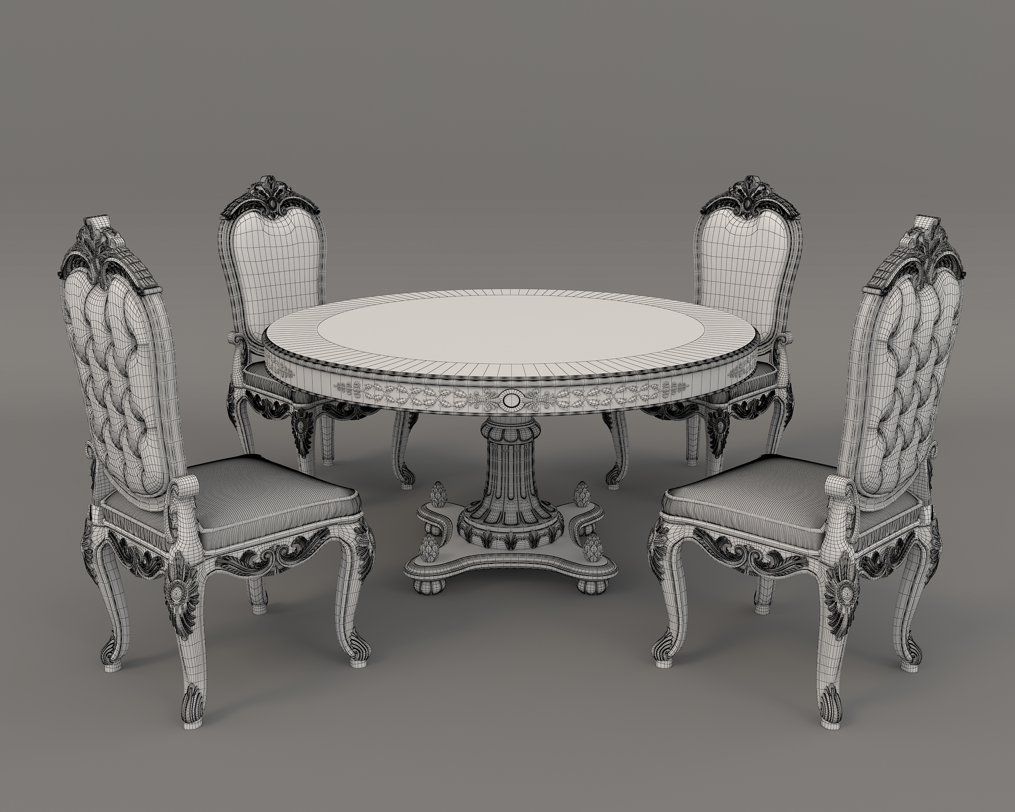European Style Dining Table and Chairs 12 by nhattuankts | 3DOcean