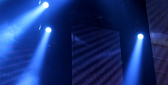 Concert Screens And Blue Moving Lights, Stock Footage | VideoHive