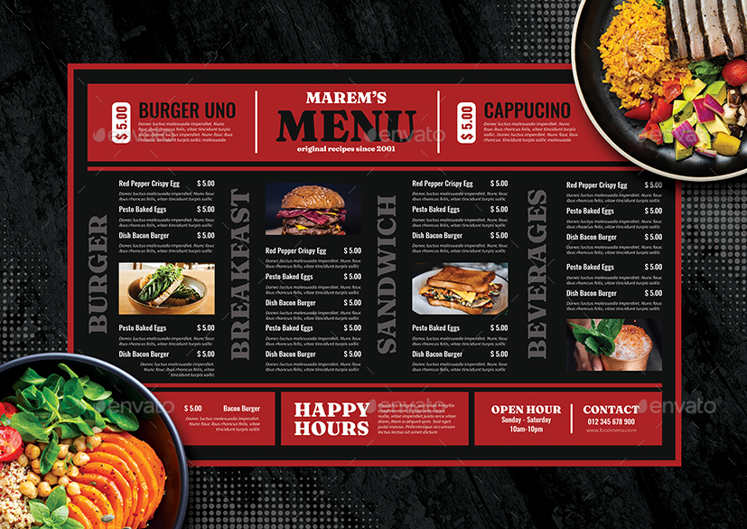 Rustic Food Menu, Print Templates | GraphicRiver