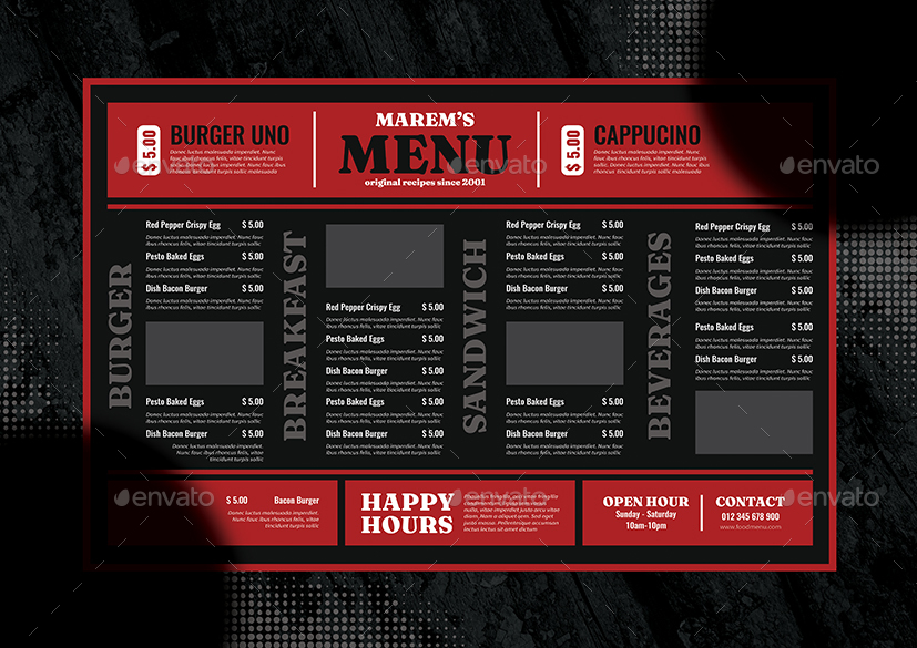 Rustic Food Menu, Print Templates | GraphicRiver