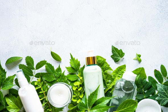 Natural cosmetics concept on white background flat lay. Stock Photo by ...