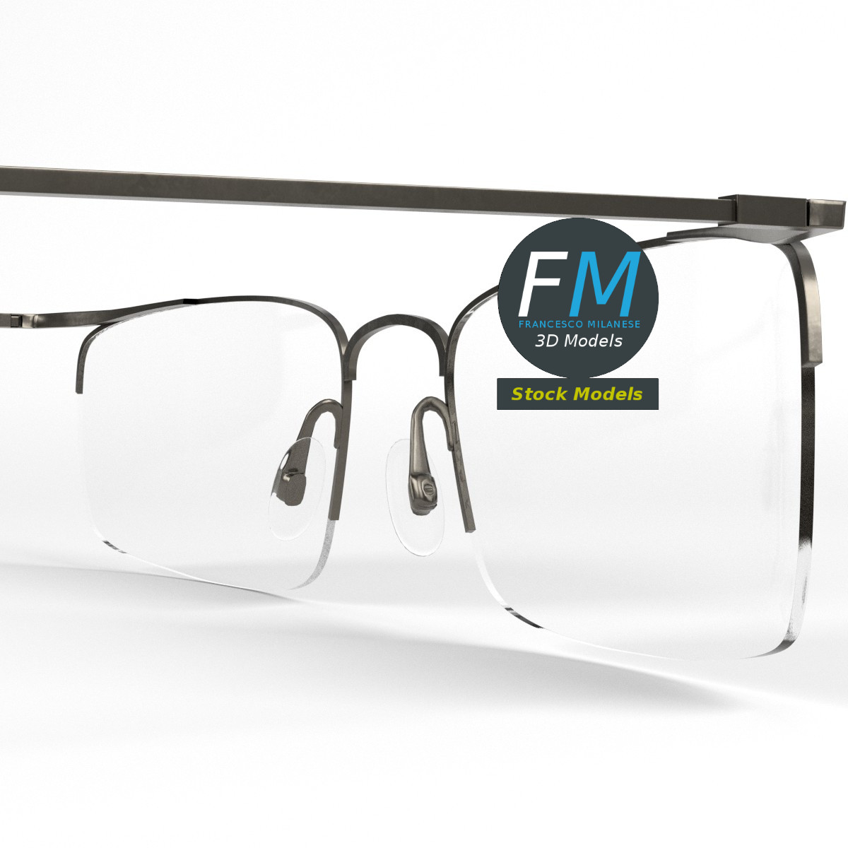Glasses Half Rim Square By Francescomilanese85 3docean