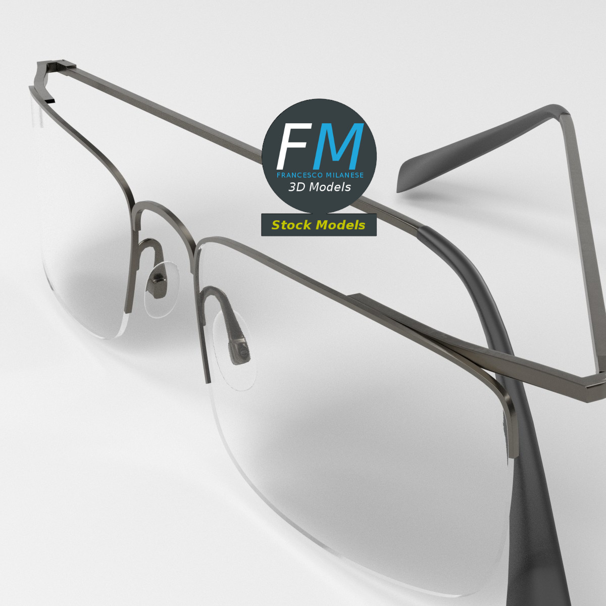 Glasses half rim square by FrancescoMilanese85 | 3DOcean