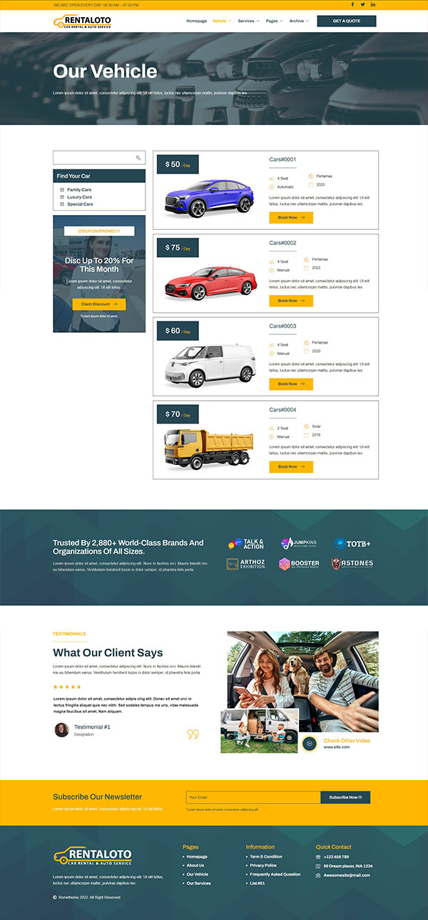 Rentaloto - Car Rental & Auto Services Elementor Template Kit by Rometheme
