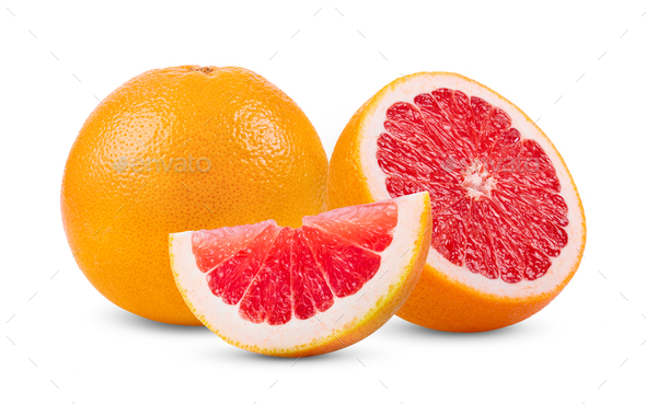 Pink grapefruit citrus fruit isolated on white background Stock Photo ...