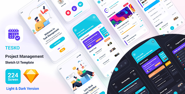 Tesko – Project Management Sketch UI Template by createuiux | ThemeForest