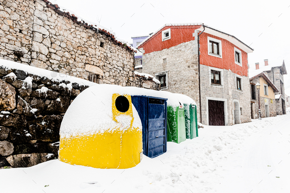 Recycling bins covered in snow Stock Photo by Meniphoto | PhotoDune