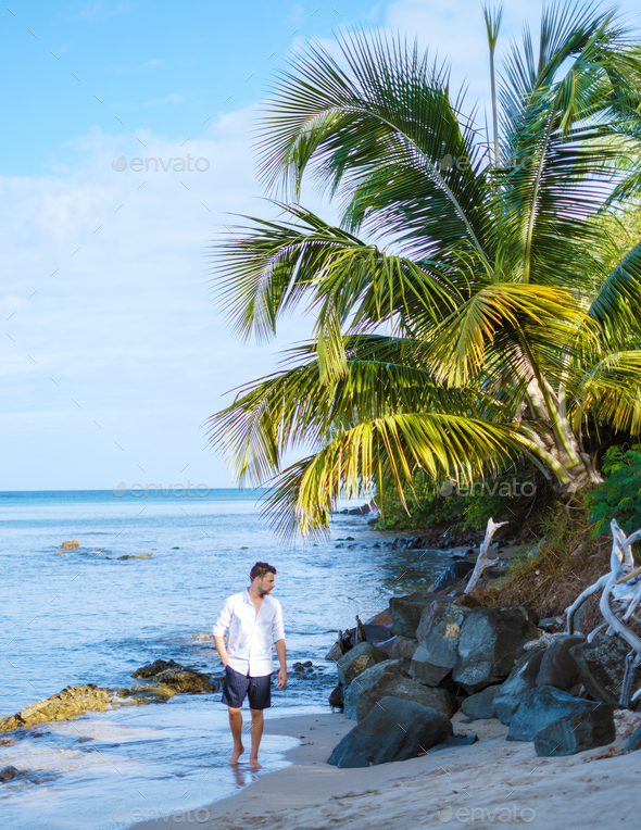 young men in swimshort on vacation Saint Lucia, luxury holiday Saint ...