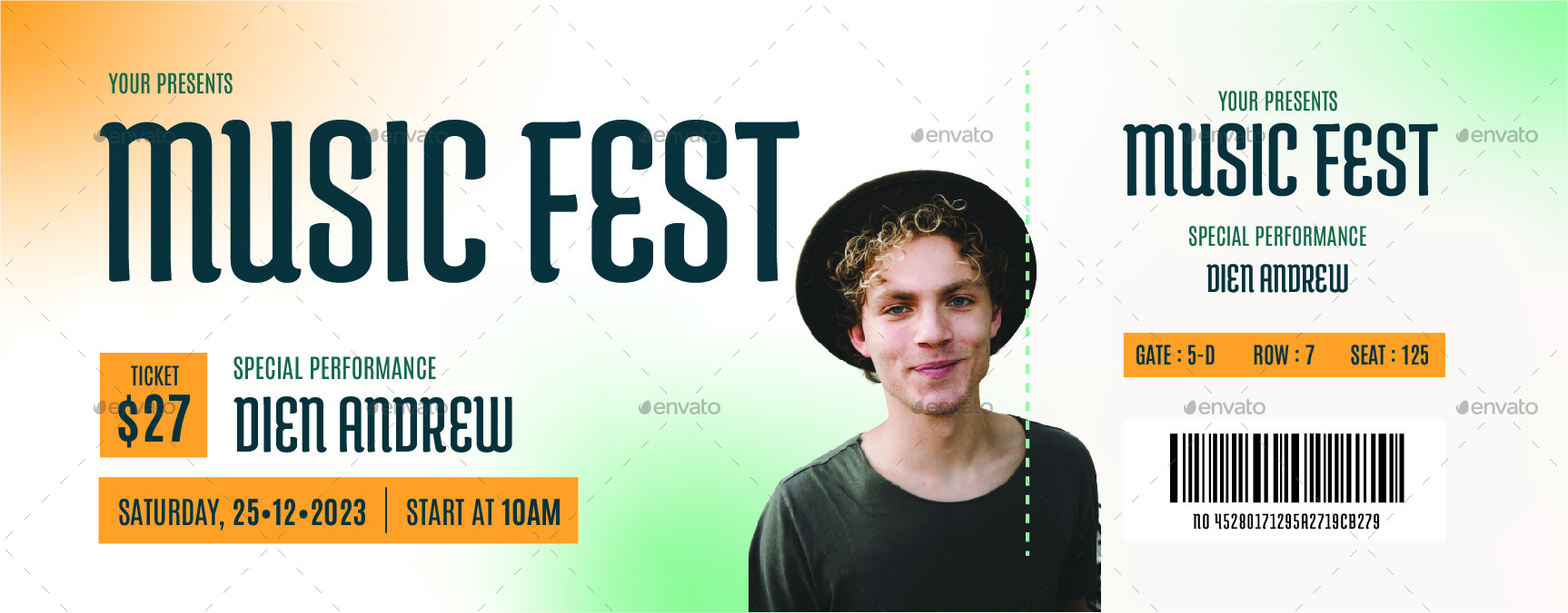 Music Fest Concert Ticket, Print Templates | GraphicRiver