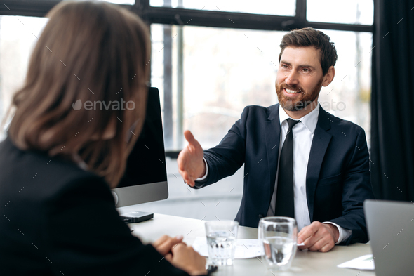 Caucasian influential attractive successful businessman, development ...