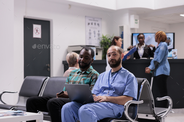 Medical nurse talking to male patient about diagnosis Stock Photo by DC ...