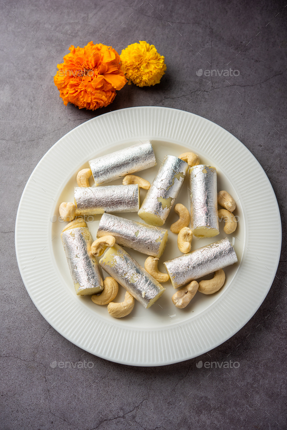 Kaju Roll mithai - A royal Traditional sweet made from cashew powder ...