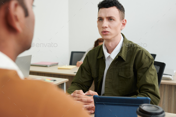 Employee Talking to HR Manager Stock Photo by DragonImages | PhotoDune
