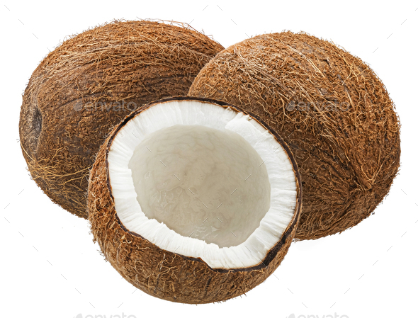 Coconut isolated on white background with clipping path Stock Photo by ...