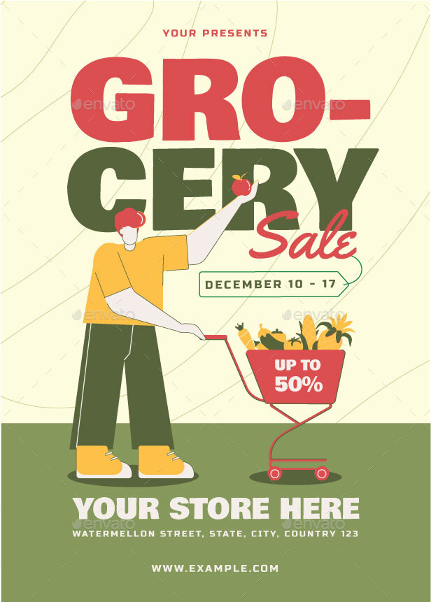 Grocery Sale Flyer and Social Media Template, Print Templates ...