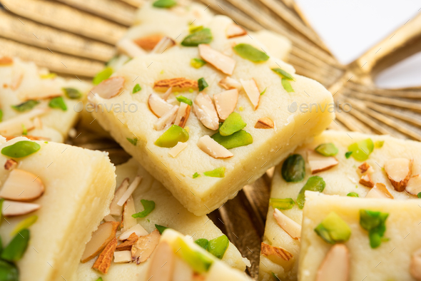 Milk powder barfi also known as Mava burfi, white Khoya burfi or Barfee ...