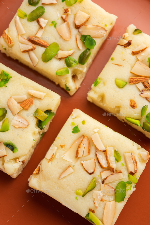 Milk powder barfi also known as Mava burfi, white Khoya burfi or Barfee ...