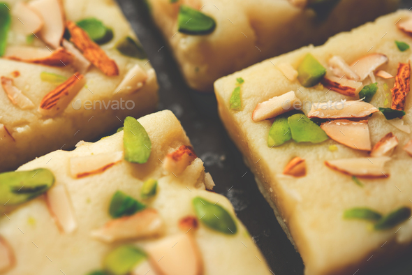 Milk powder barfi also known as Mava burfi, white Khoya burfi or Barfee ...