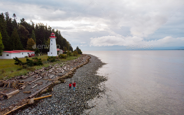 Quadra Island old historical lighthouse at Cape Mudge Vancouver Island ...