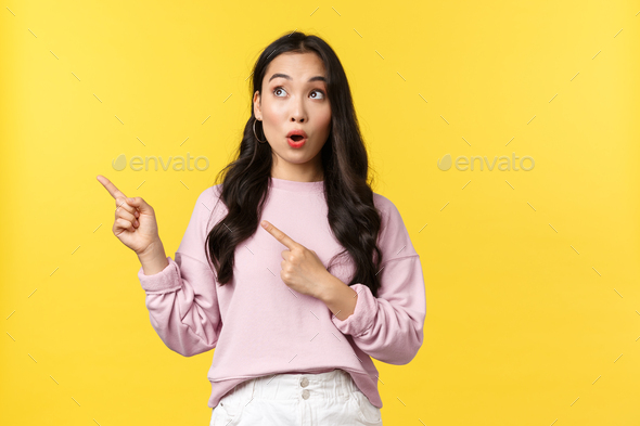 People emotions, lifestyle and fashion concept. Amazed and excited ...