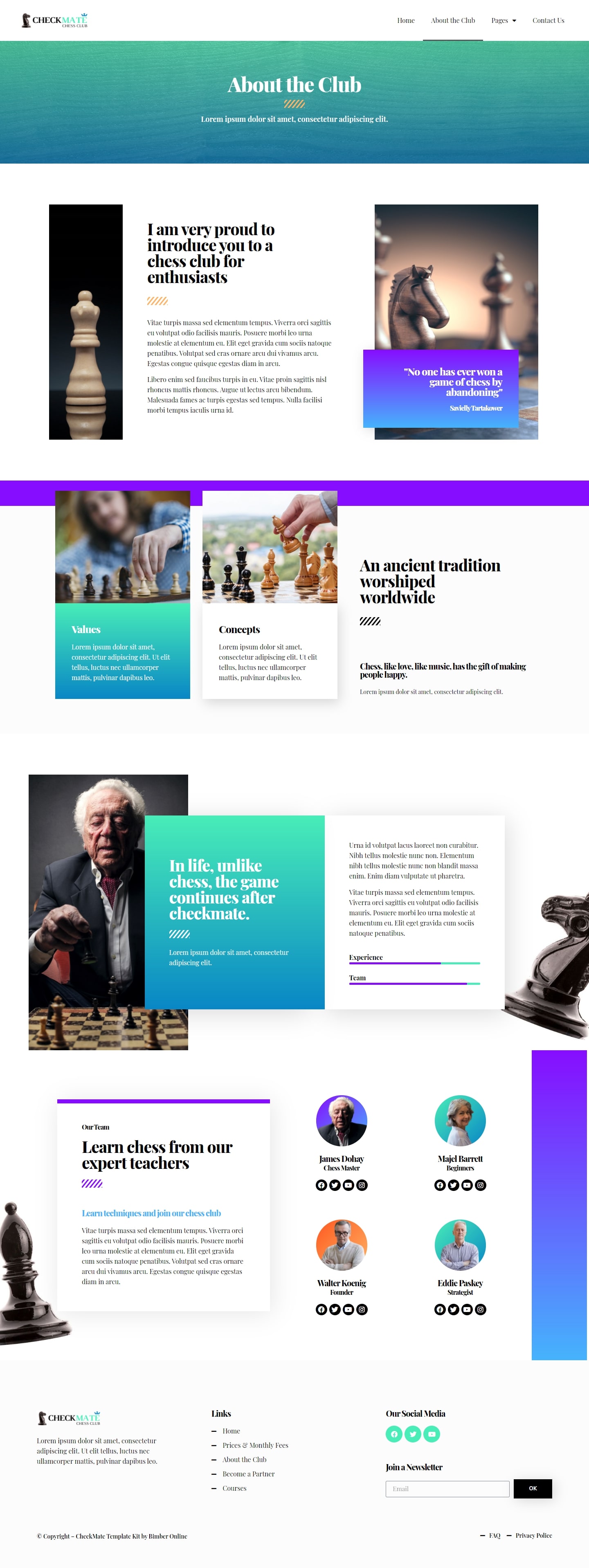 CheckMate - Chess Club & Tournaments Elementor Template Kit by BimberOnline