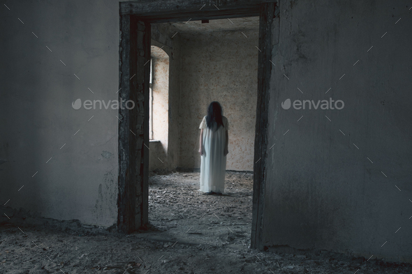 Scary ghost woman in haunted house Stock Photo by erika8213 | PhotoDune